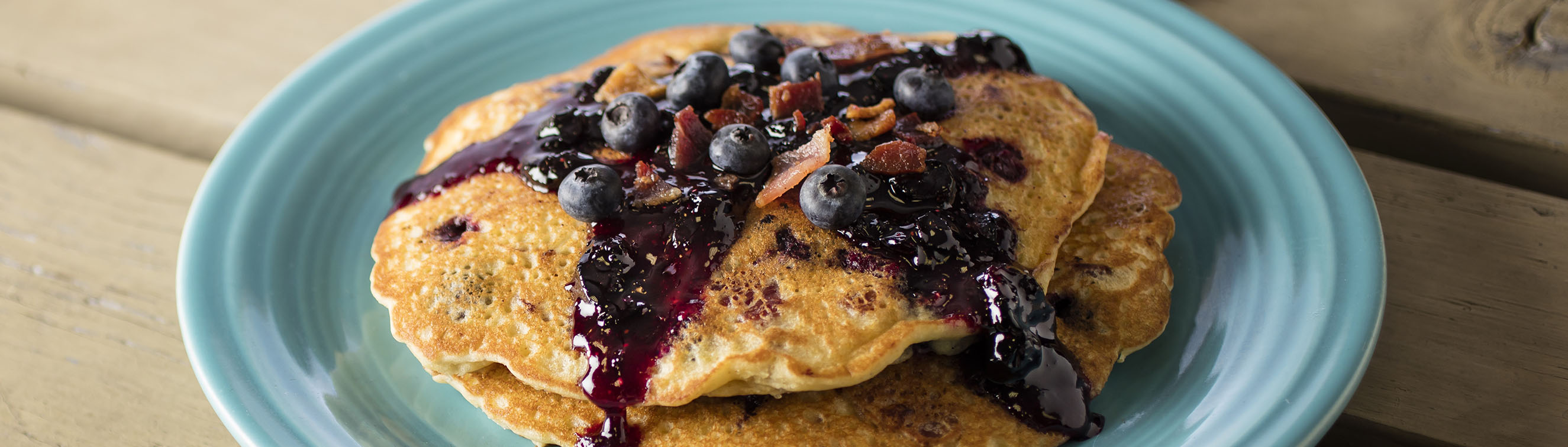 Bacon Blueberry Pancakes - Love of Food