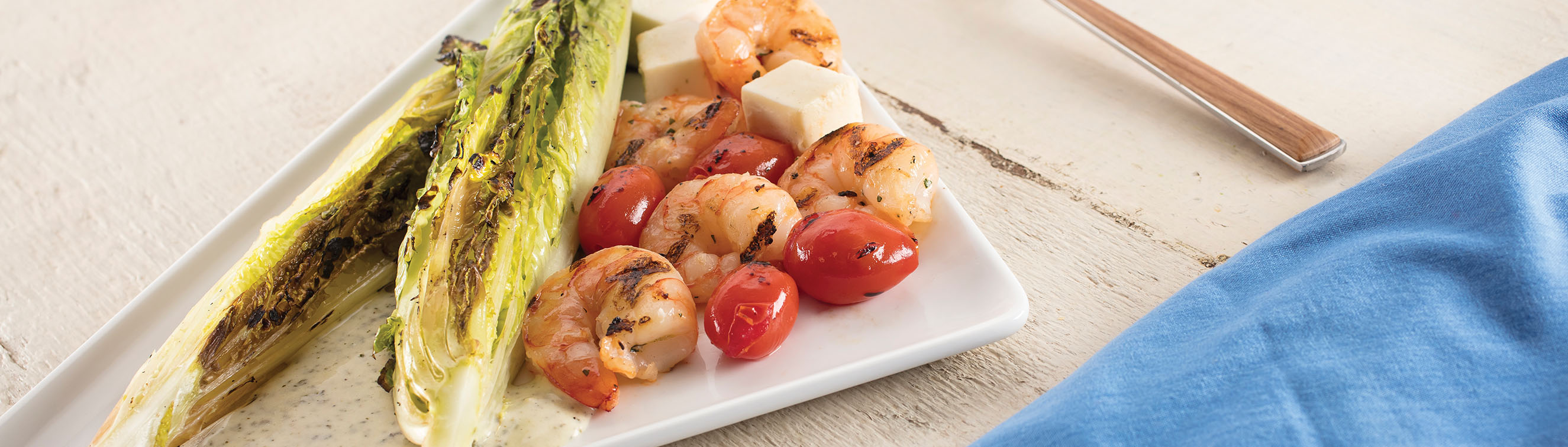 Shrimp Caprese and Grilled Romaine Salad - Love of Food